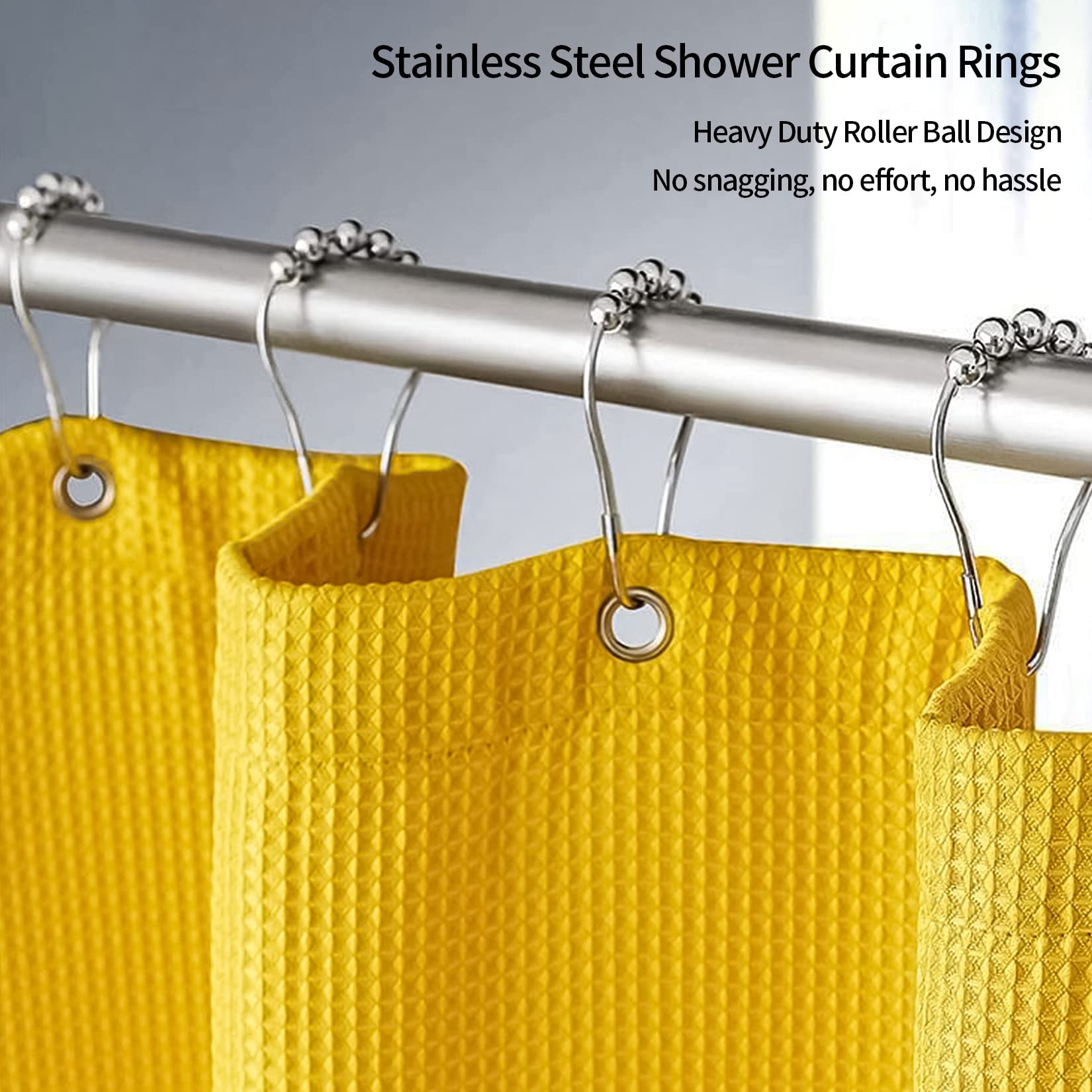 12 Pcs Shower Curtain Hooks Rings, Iron Decorative Rolling Balls Shower Curtain Rod Rings, Shower Curtain Rings for Bathroom Shower Curtain Liner Curtains, Shower Rods Hooks Rings