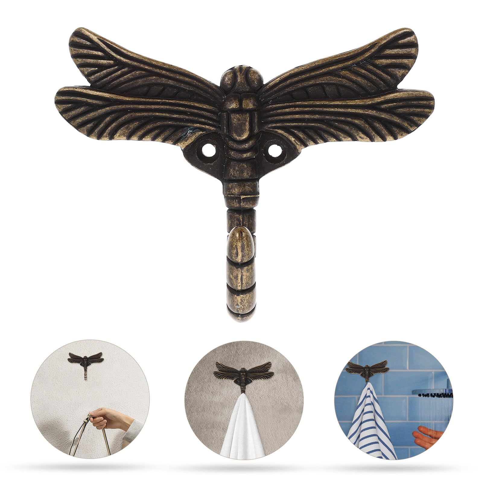 Cabilock Clothes Hangers Clothes Rack Hooks Dragonfly Shape Hook Wall Storage Hook Decorative Wall Hook Household Wall Hook Dragonfly Hook Key Hanger Towel Hook Zinc Alloy Clothing Key Hook