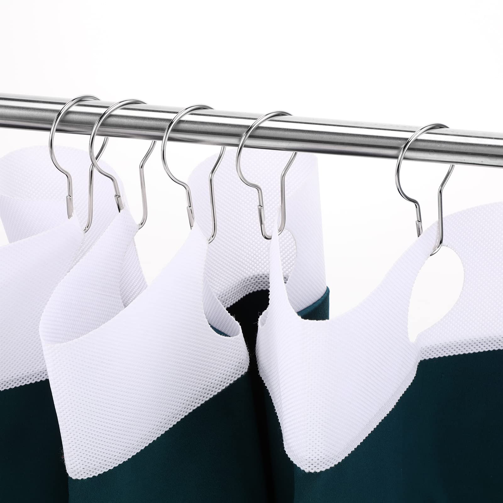 Queekay Metal Shower Curtain Hooks Hanging Clips Metal Curtain Rings Practical Reusable Shower Hangers for Bathroom Bedroom Kitchen Home Applications(Silver,60 Pieces)