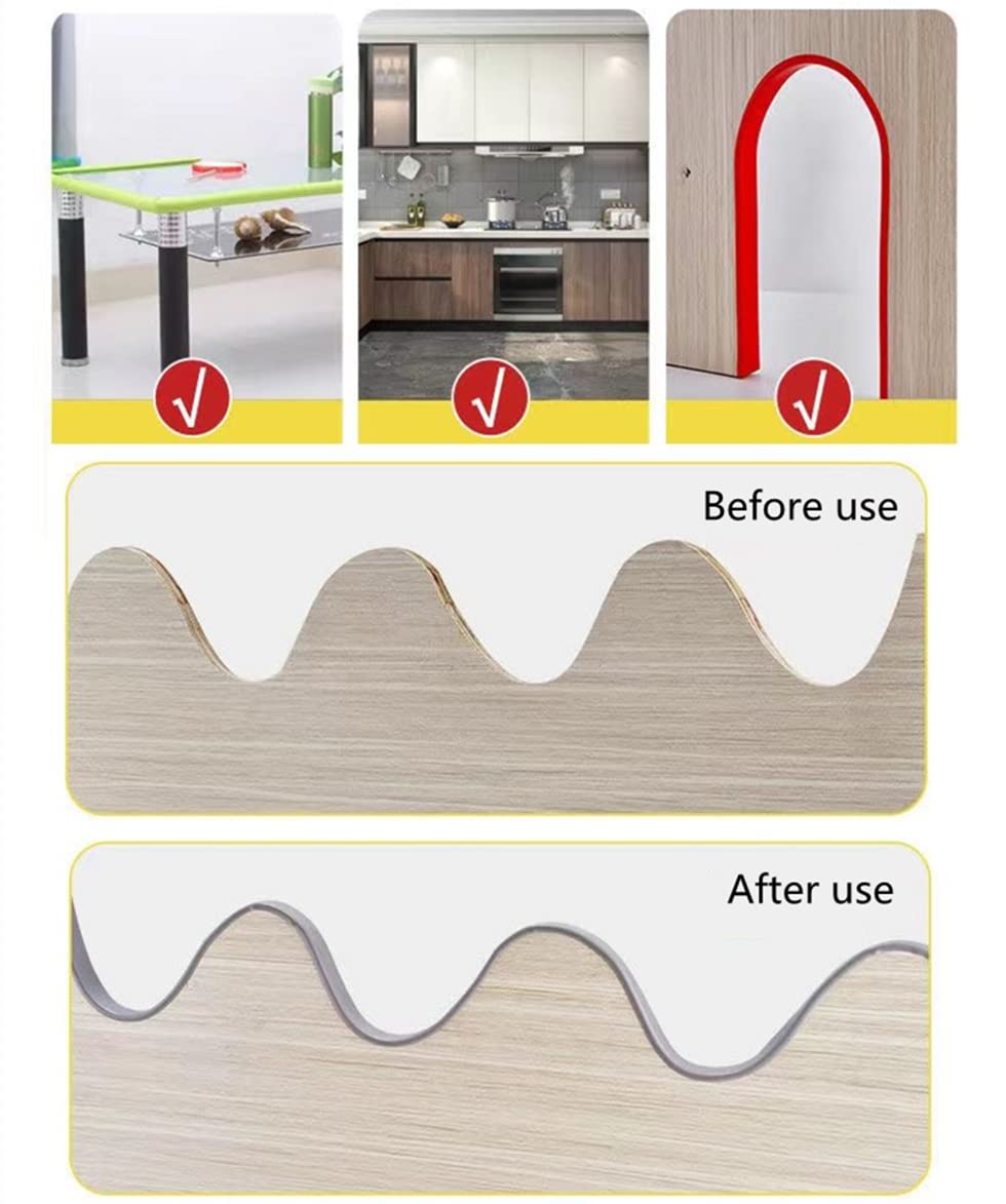 U-Shape Edge Banding, TPE Self Adhesive Veneer Edging Trim, Soft Edge Protector, Furniture Edge Strip for Countertop Table Cabinets Restoration (16mm*2m,Red)