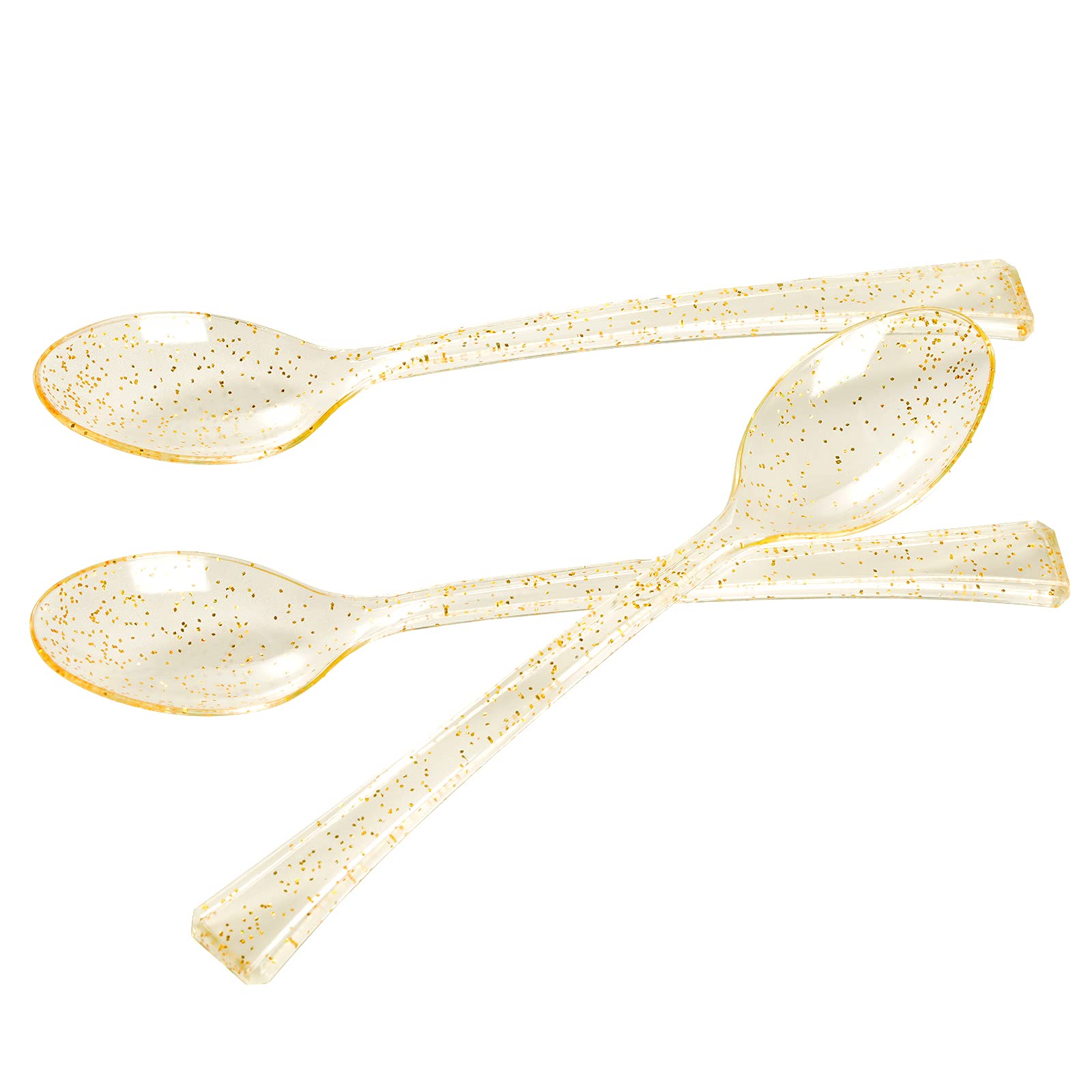 Tongcloud 25 Set Mini Plastic Dessert Cups with Spoons Gold Glitter Square Small Dessert Cups Disposable Gold Glitter Plastic Bowls with Mini Spoons Great for Party Desserts Appetizers