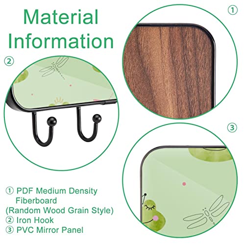 Princess Frog Crown Dragonfly Light Green Personalized Adhesive Hooks Towel Hooks Wall Hooks for Kitchen Bathroom