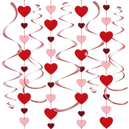 10PCS Valentine’s Day Party Decoration Set, Valentines Day Garland, Foil Hanging Swirl Decorations, Heart Garland Banner for Valentine's Decorations (Rose Gold)