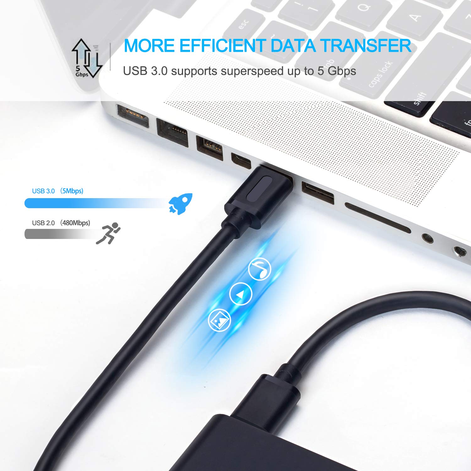Jelly Tang USB 3.0 A to A Male Cable 6Ft,USB to USB Cable USB Male to Male Cable USB Cord with Gold-Plated Connector for Hard Drive Enclosures, DVD Player, Laptop Cooler (6Ft/1.8M)