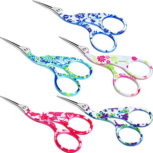 5 Pieces Stork Bird Scissors Embroidery Scissors 3.7 Inch Stainless Steel Tip Classic Stork Scissors Sewing Dressmaker Scissors Shears for Sewing, Craft, Art Work and Everyday Use