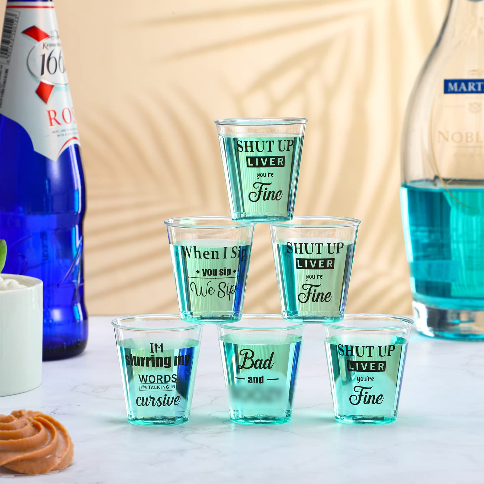 300 Pcs 2 oz Clear Disposable Plastic Cup Bulk Fun Mini Cups Transparent Small Tasting Cups for Adult Party Supplies Birthday Wedding