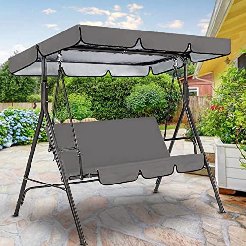 Waterproof Swing Canopy with Seat Cushion Cover 55.9"(L) x 47.2"(W), Outdoor UV Block Sun Shade Canopy of Swing Chair for Garden Park Balcony Backyard Swing Canopy Replacement Cover (Style-5)