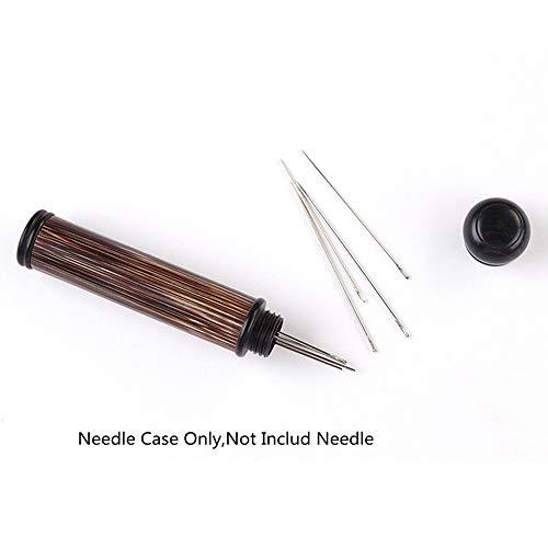 WUTA Wood Needle Case Durable Practical Wood Box Leather Knitting Craft DIY Tool Sewing Needle Storage Box Tube Container,1 Pack Blackwood