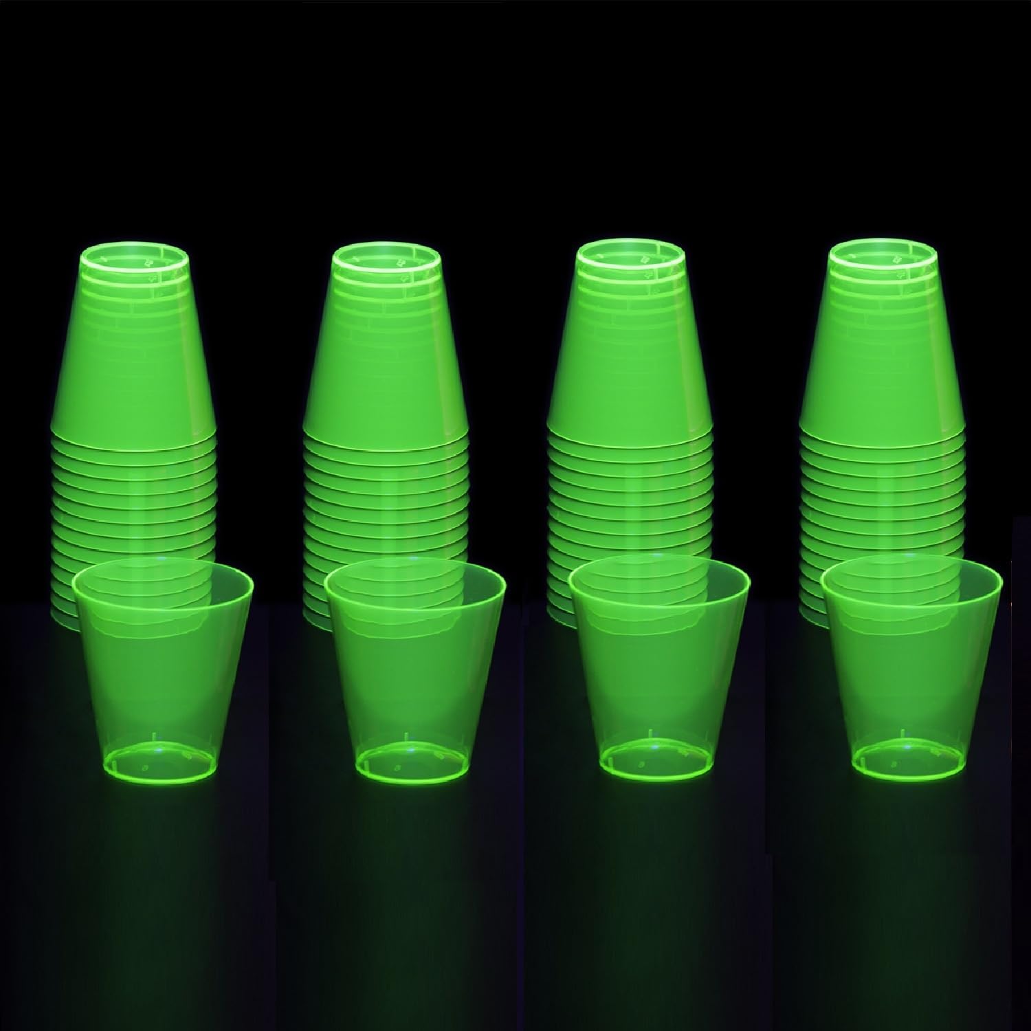 Party Essentials Disposable Hard Plastic 2-Ounce Shot/Shooter Glasses, Neon Green, 100 Count