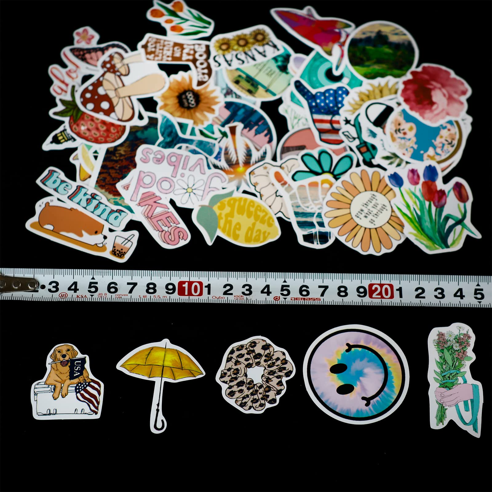 Tang Cai 100pcs Teens Kids Vsco Aesthetic Stickers, Cute Waterproof Vinyl Sticker for Hydroflask,Water Bottle,Car,Guitar,Skateboard
