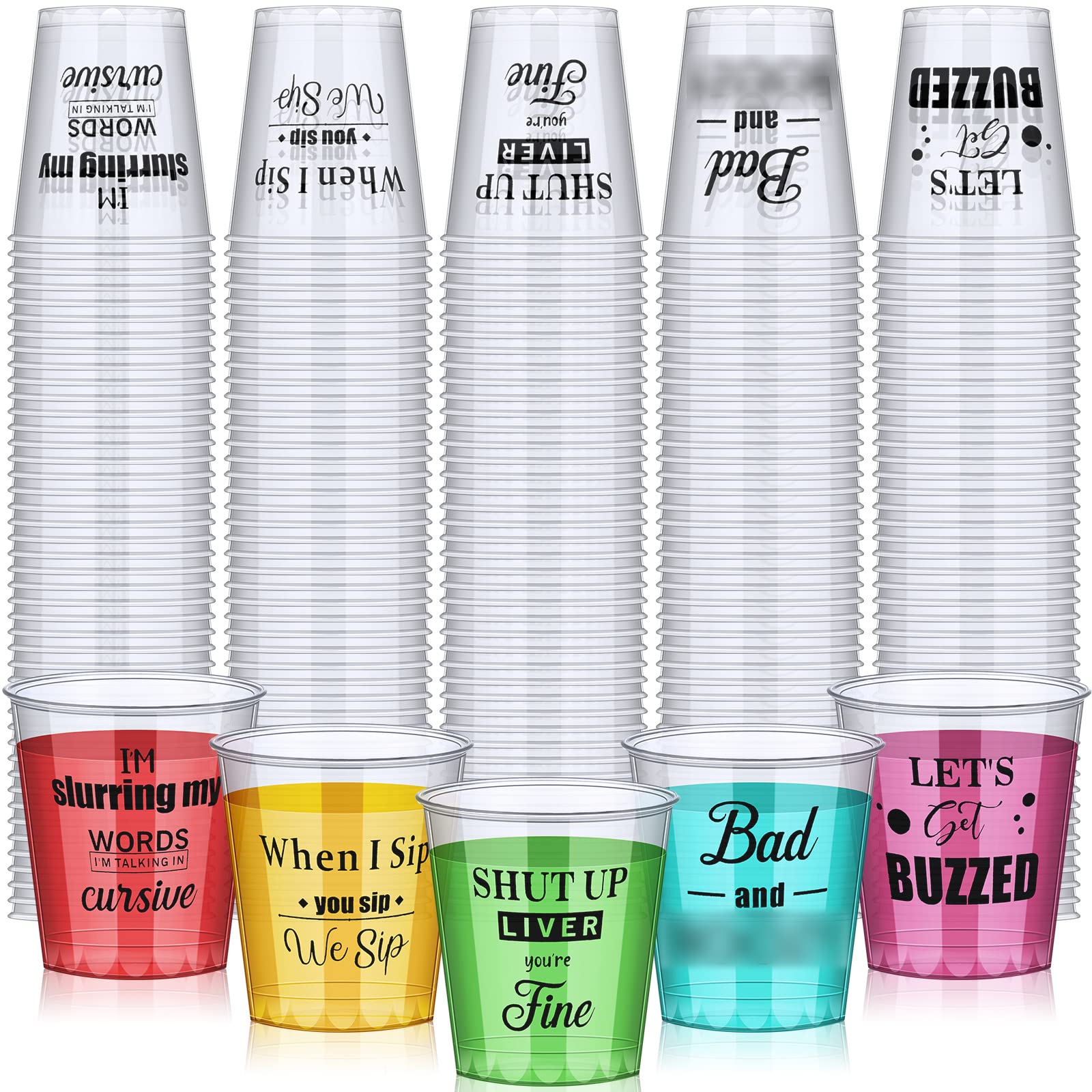 300 Pcs 2 oz Clear Disposable Plastic Cup Bulk Fun Mini Cups Transparent Small Tasting Cups for Adult Party Supplies Birthday Wedding