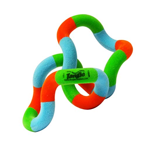 Tangle Jr. Fuzzies - Fuzzy Fidget Toy - Fuzzy Tangle Toy - Quiet Twist Fidget - Tangle Fidget Toy - Fidget Toy for Shool (Green/Blue)