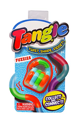 Tangle Jr. Fuzzies - Fuzzy Fidget Toy - Fuzzy Tangle Toy - Quiet Twist Fidget - Tangle Fidget Toy - Fidget Toy for Shool (Green/Blue)