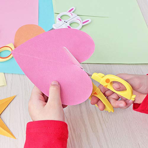 Asdirne Scissors For Kids, Blunt Scissors, Small School Student Craft Scissors, Sharp Stainless Steel Blades Safety, Cute Animal Shapes, 5 inch, 4pack