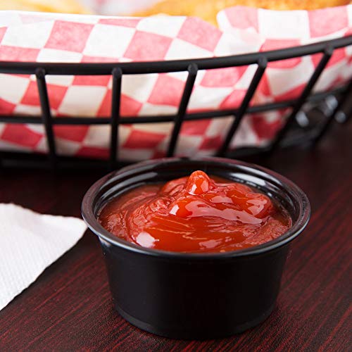 4U'LIFE 2 oz.Black Plastic Souffle Cup/Portion Cup With Lids-50 Sets