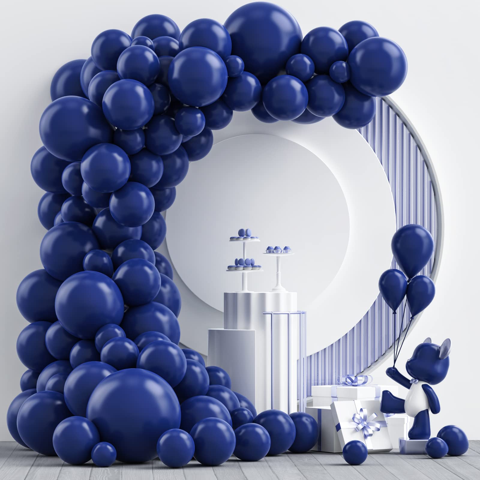 NISOCY Navy Blue Latex Balloon Arch Kit, 102PCS 18In 12In 10In 5In Navy Blue Balloons Arch Garland for Baby Shower Graduation Birthday 4th of July Independence Memorial Day Patriotic Party Decorations