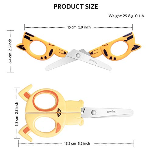 Asdirne Scissors For Kids, Blunt Scissors, Small School Student Craft Scissors, Sharp Stainless Steel Blades Safety, Cute Animal Shapes, 5 inch, 4pack