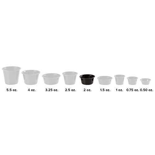 4U'LIFE 2 oz.Black Plastic Souffle Cup/Portion Cup With Lids-50 Sets