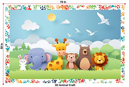 Moiré Baby 3D Paper Craft Animal Learning Baby Play Mat Extra Large 76 in. x 58 Padded ABC Crawling Carpet for Babies (3D Paper Craft Animal)
