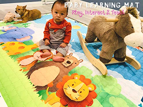 Moiré Baby 3D Paper Craft Animal Learning Baby Play Mat Extra Large 76 in. x 58 Padded ABC Crawling Carpet for Babies (3D Paper Craft Animal)
