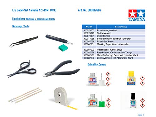 TAMIYA 12684 – 1:12 Fork Set Yamaha YZF-R1M 14133, Model Building, Plastic Kit, Hobby, Crafts, Gluing, Model Kit, Model, Assembly