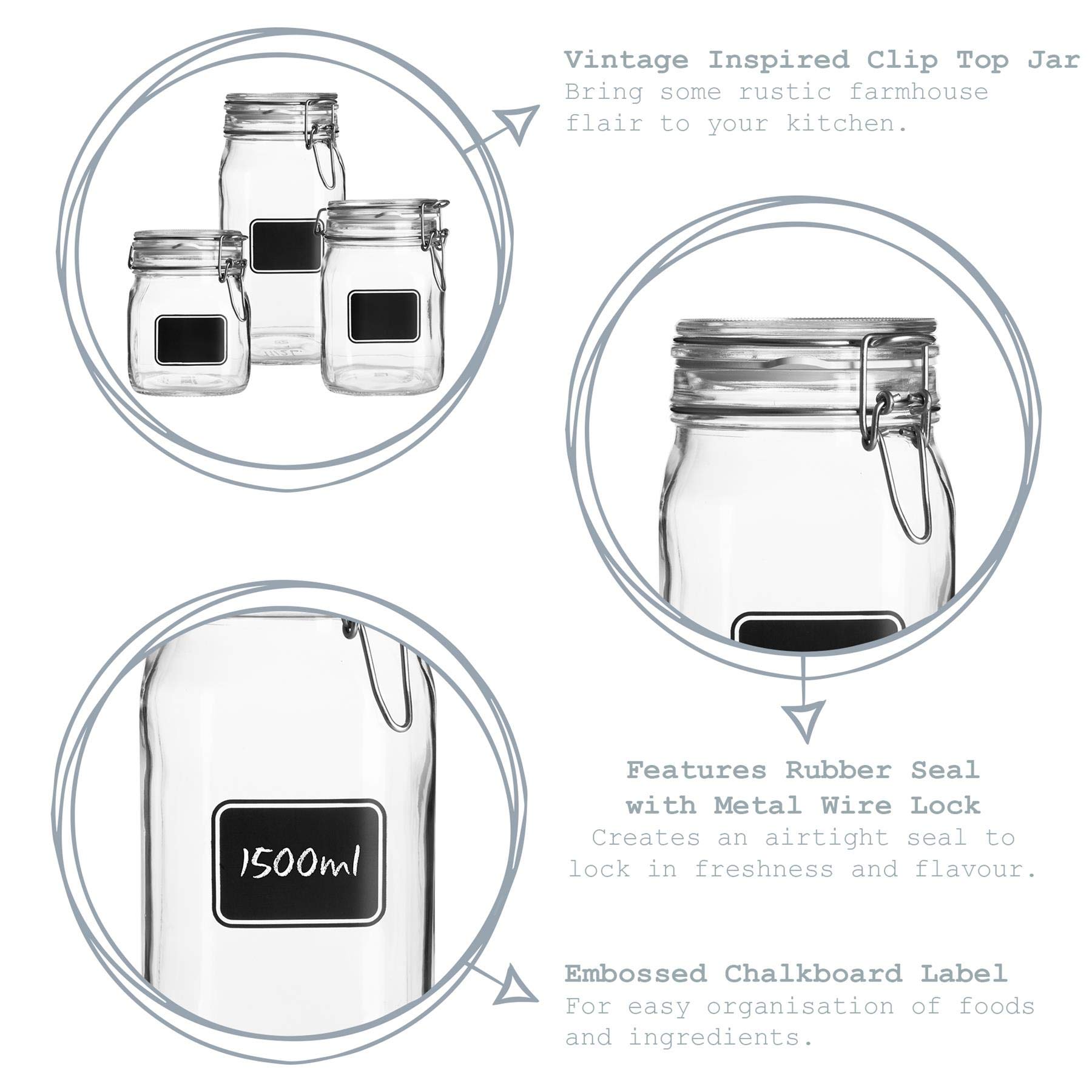 Bormioli Rocco Fido Airtight Vase with Chalkboard Label, Glass, L 1, Small