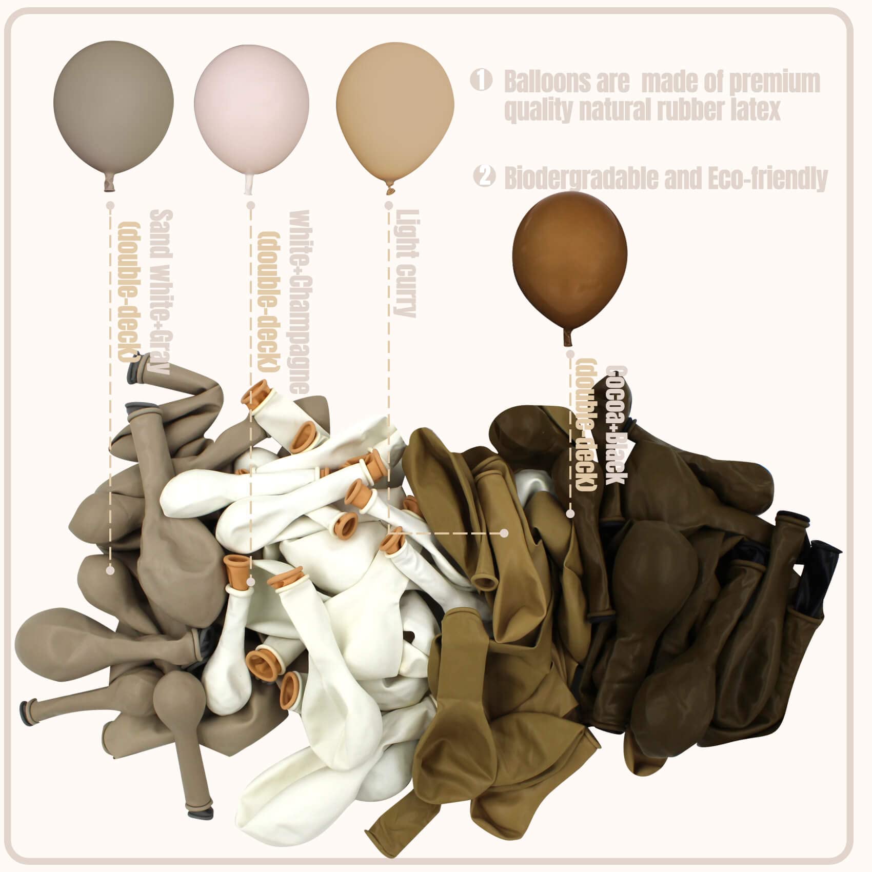 130Pcs Brown Balloons Garland Kit Arch Nude Neutral Double-Stuffed Cream Peach Blush Coffee for Teddy Bear Baby Shower Wedding Birthday Party Decorations…