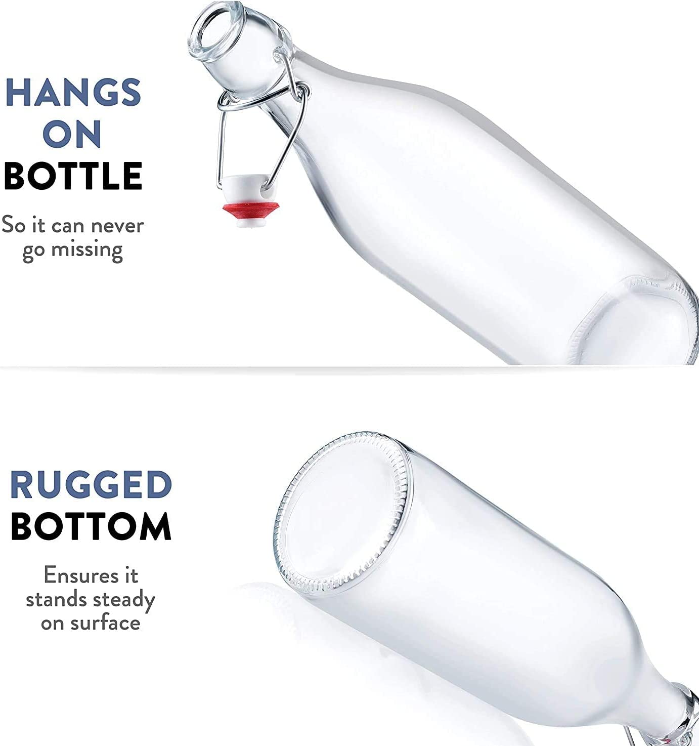 Bormioli Rocco Giara Clear Glass Bottle With Stopper, 33 3/4 oz. (2, Clear)