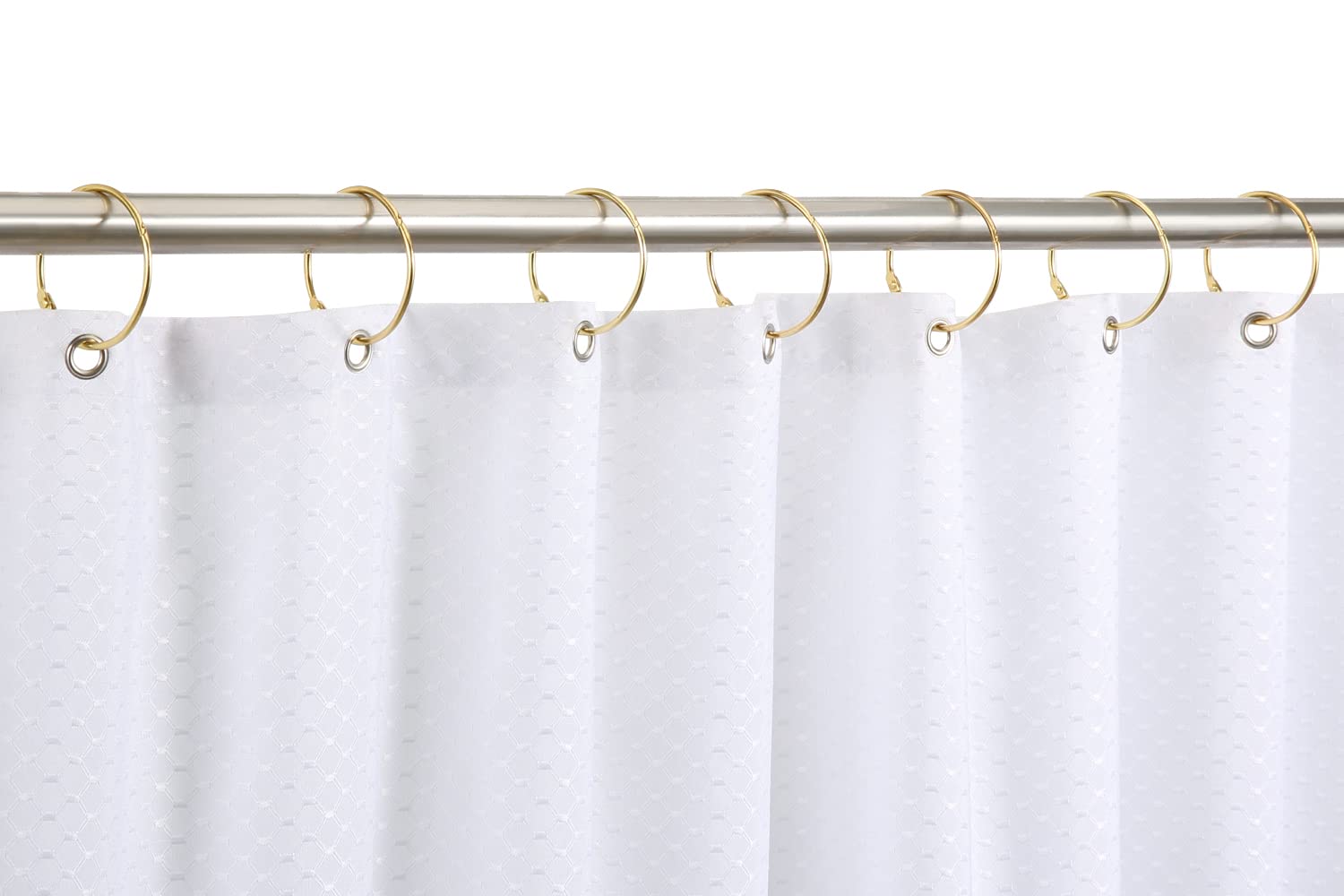 24 PCS Shower Curtain Rings, Gold Shower Curtain Hooks Decorative, ZESLMG Rustproof Shower Hooks for Shower Curtain Rods, Brass Metal Shower Rings for Bathroom, 2 Inch Loose Leaf Binder Rings