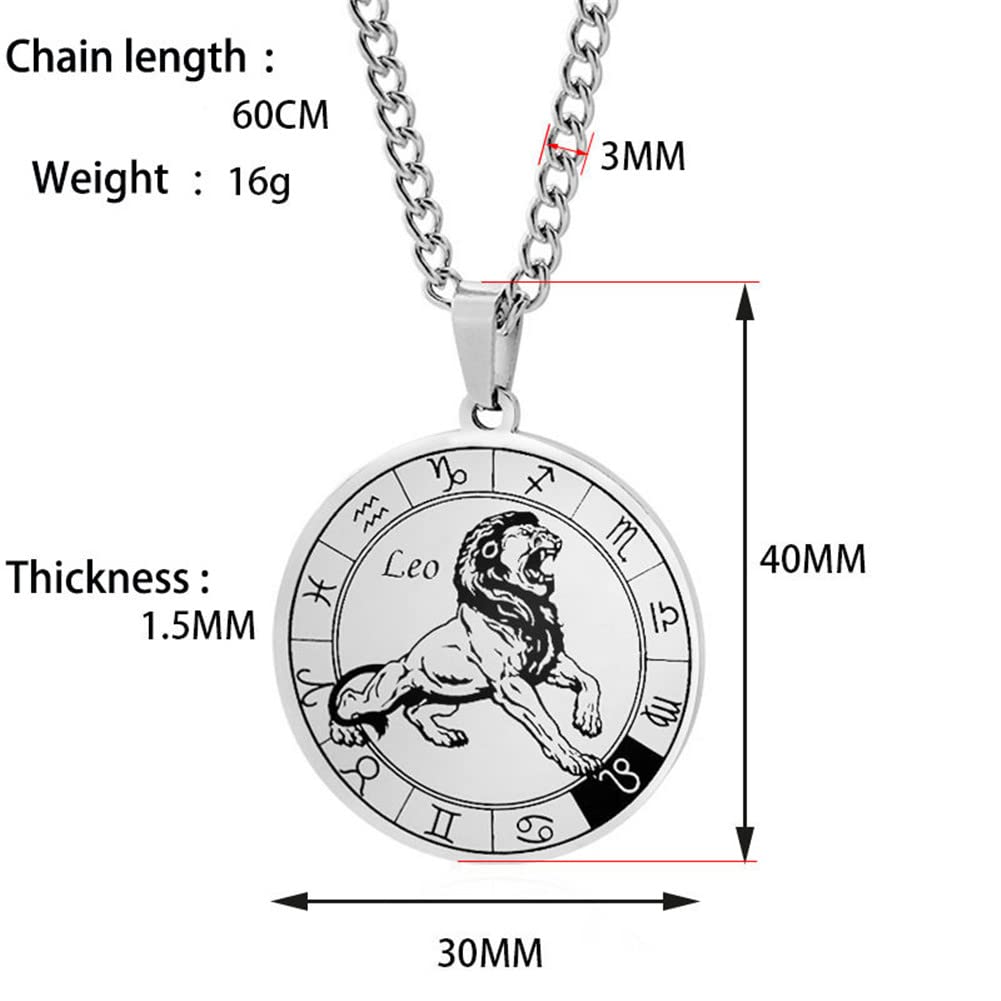 12 Constellation Necklace Stainless Steel Coin Disc Zodiac Horoscope Pendant Necklace for Women Men Personalized Jewelry(Taurus)