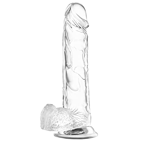 7.1 Dildo Realistic Clear Silicone Suction Cup Aldut Sex Toy,Human Safety Material, Suitable for Women/Men/Gay, Adult Toys for Women or Beginer (Transparent)