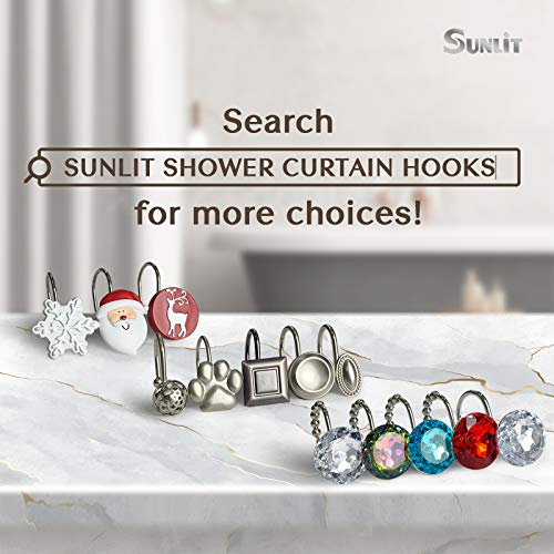 Sunlit Contemporary Design Carved Ball Shower Curtain Hooks Rust Proof Oil Rubbed Metal Orb Shower Curtain Rings - Satin Matte Silver - 12 Pack