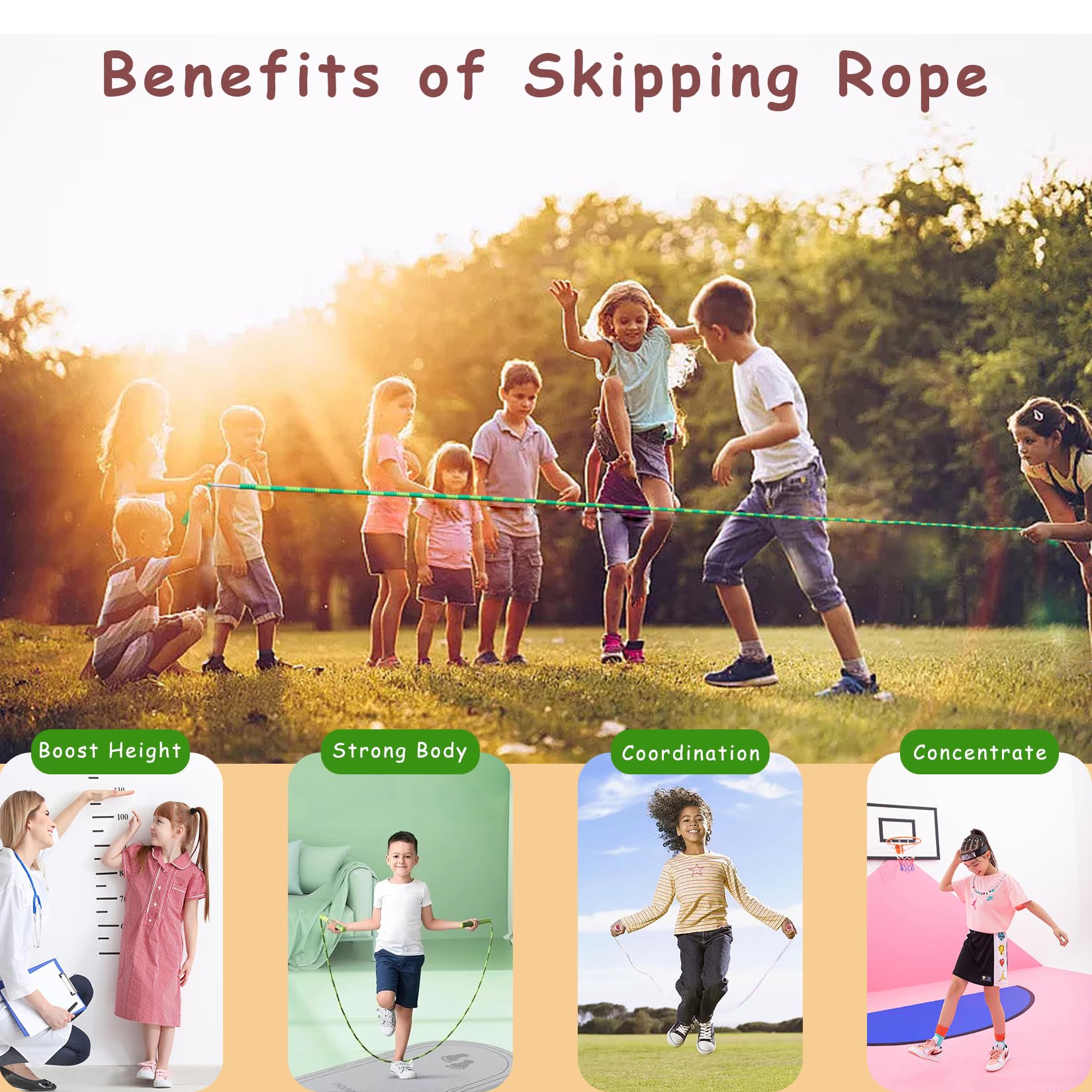 TYSISKNO 2 Pack Jump Rope for Kids Girls and Boys, Soft Beaded Jump Ropes, Adjustable Skipping Rope, Workout and Weight Loss,9.2Ft(Blue&Purple)
