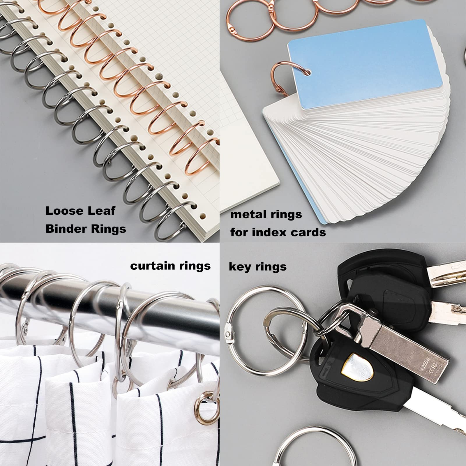 24 PCS Shower Curtain Rings, Gold Shower Curtain Hooks Decorative, ZESLMG Rustproof Shower Hooks for Shower Curtain Rods, Brass Metal Shower Rings for Bathroom, 2 Inch Loose Leaf Binder Rings