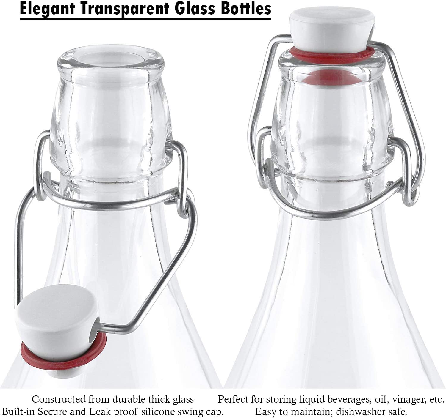 Bormioli Rocco Giara Clear Glass Bottle With Stopper, 33 3/4 oz. (2, Clear)
