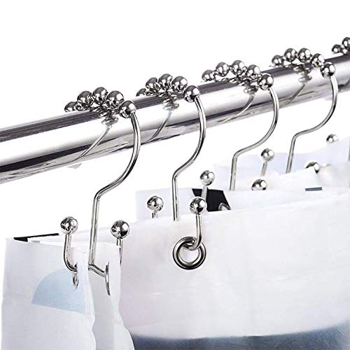 CenYouful Shower Curtain Rings, Rust-Resistant Metal Double Roller Glide Hooks, Set of 12 Chrome Rings