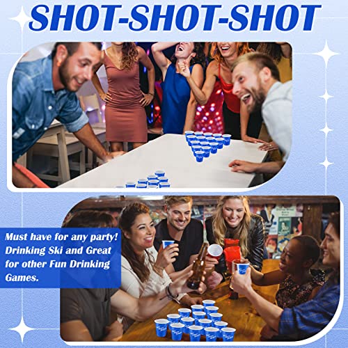 Lounsweer 100 Pieces Plastic Cups 2 oz Disposable Cups Mini 2 oz Party Glasses for Bachelorette Birthday Tasting Serving Samples Cups Halloween Christmas Party Favors Supplies (Blue)