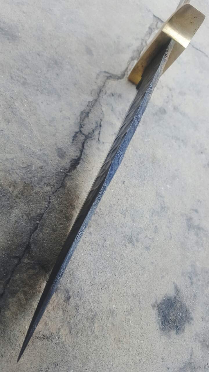 Unique Blades DAMASCUS STEEL FULL TANG/FLINT KNAPPED FINISH/BLANK BLADE FOR KNIFE MAKING