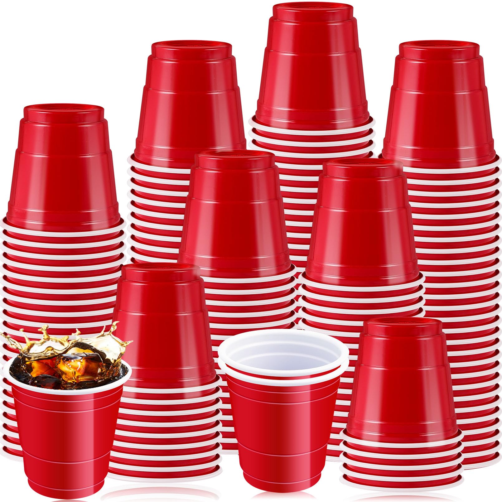 Vetory 300 Pcs 2 oz Plastic Shot Glasses,Disposable Shot Cups,Mini Red Shot Cups,Mini Shot Glasses Party Cups for Samples and Tastings Serving Snacks Party Supplie