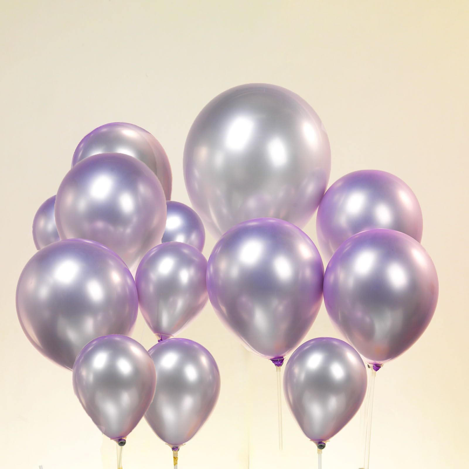 kozee Double-Stuffed Chrome light purple Balloons different sizes 60pcs 12/10/5 inch 2-layers pearl lilac balloon Garland kit For Birthday baby shower anniversary decorations Chrome Lilac