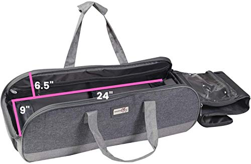 Everything Mary Rolling Craft Tote for Cricut, Brother, Silhouette Machines, Grey Heather - Machine Carrying Storage Bag for Air, Maker, Explore, Cameo - Travel Carry Case for Vinyl & Accessories