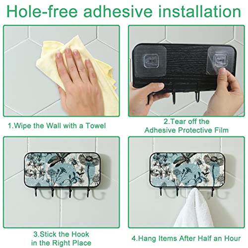 Dragonfly Insect Adhesive Hooks Towel Hooks, Wall Hooks Stick on Bathroom/Kitchen/Bedroom