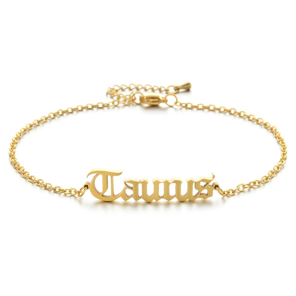 Zodiac Sign Anklet for Women, 12 Constellation Ankle Bracelets Gold Silver Horoscope Anklet Adjustable Foot Chain Dainty Brithday Gifts - taurus