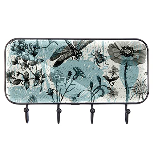 Dragonfly Insect Adhesive Hooks Towel Hooks, Wall Hooks Stick on Bathroom/Kitchen/Bedroom