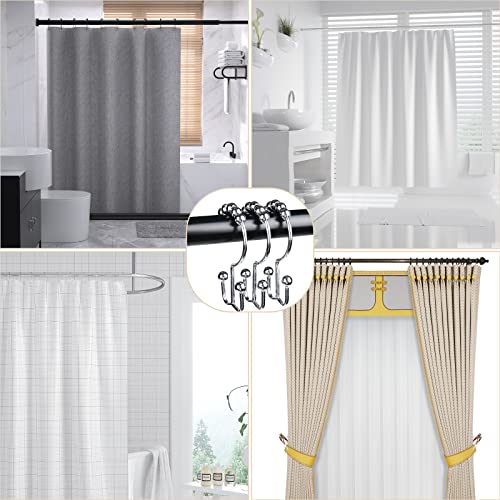 Shower Curtain Hooks Rings Premium Rust Resistant Metal Hook Double Glide Shower Hooks Roller Balls Glide on Shower Rods for Bathroom Curtain, Shower Curtains & Liners, Set of 12 (Silver)