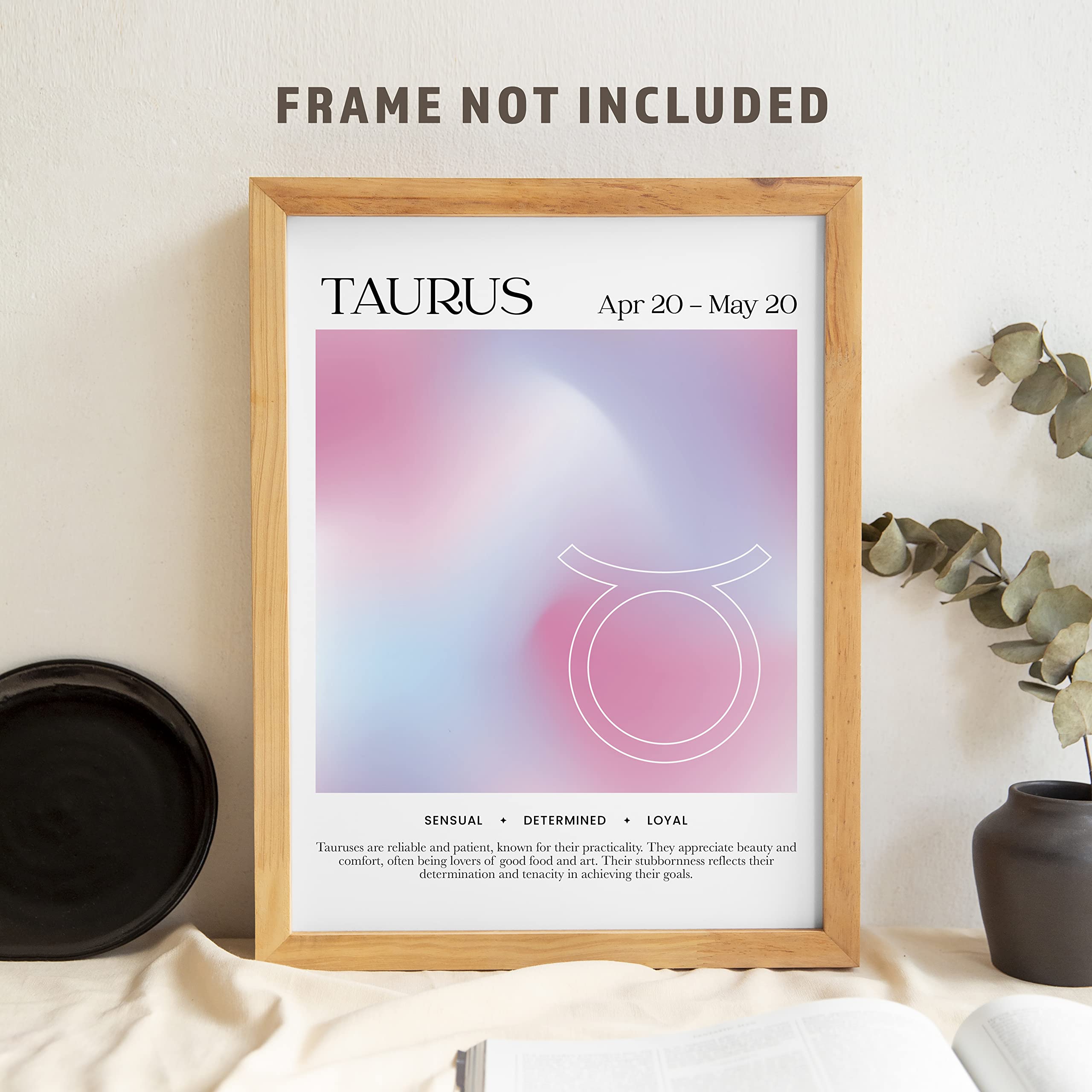 Taurus Gifts for Women - Astrology Decor Wall Art Print, Zodiac Sign Poster Birthday Gift for Tauruses (8x10 Unframed)