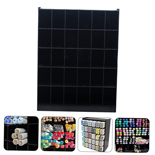 NUOBESTY Home Plastic Grids Hole Household Desk Organizer Pencils Storage Display Accessories - Eyeliner Art Shelf Multi-slot Brushes Cosmetic Container Pen -grid Black Stationary Paint
