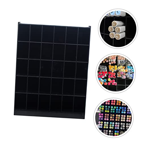 NUOBESTY Home Plastic Grids Hole Household Desk Organizer Pencils Storage Display Accessories - Eyeliner Art Shelf Multi-slot Brushes Cosmetic Container Pen -grid Black Stationary Paint