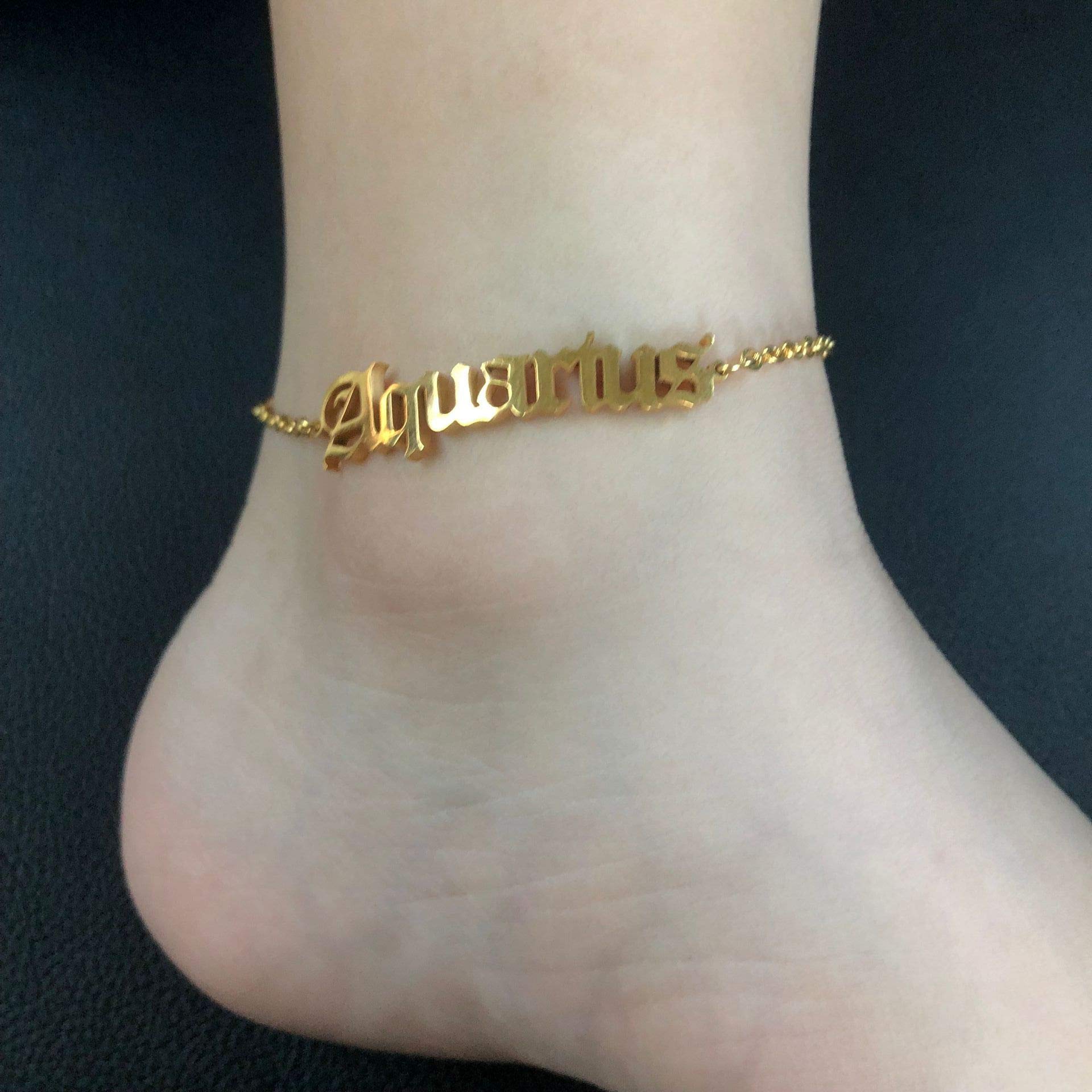Zodiac Sign Anklet for Women, 12 Constellation Ankle Bracelets Gold Silver Horoscope Anklet Adjustable Foot Chain Dainty Brithday Gifts - taurus