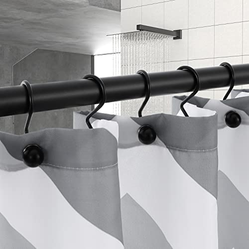 TOPROD Shower Curtain Hooks Rings, Classic Decorative Heavy Duty Shower Ball Hooks Rust Proof, Shower Rings Hangers for Bathroom Shower Curtain Rods Curtains, Free Gliding, Set of 12, Matte Black
